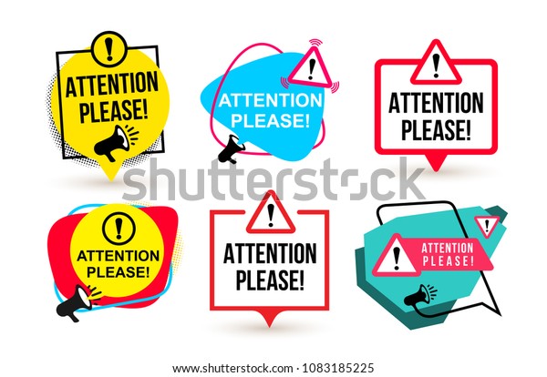 Set Attention Please Badge Megaphone Icons Stock Vector (Royalty Free ... Set Attention Please Badge Megaphone Icons Stock Vector (Royalty Free ...
