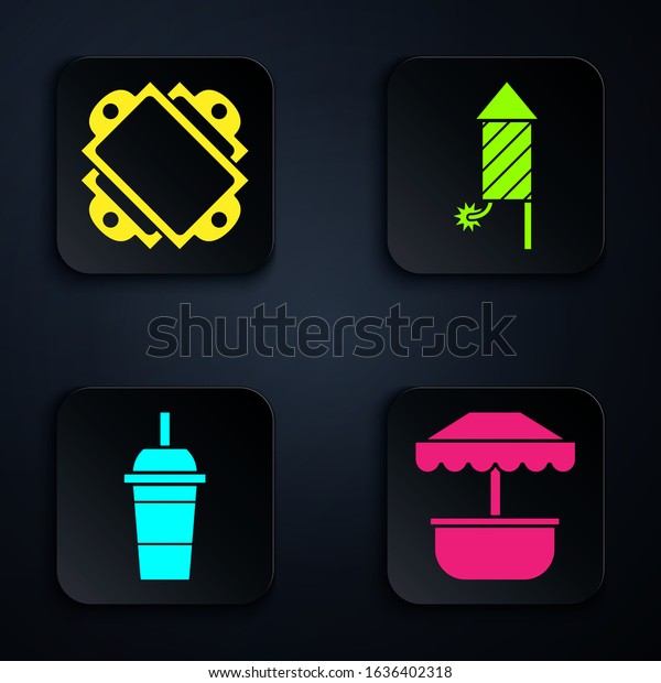 Set Attraction Carousel Ticket Paper Glass Stock Vector (Royalty Free ...
