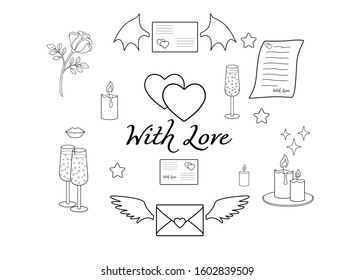 Set Attributes Valentines Day Love Love Stock Vector (Royalty Free ...