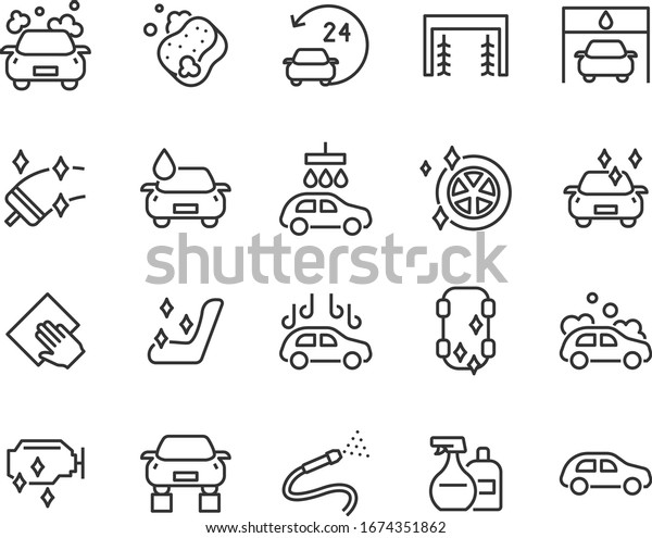 Set Auto Care Icons Car Wash Stock Vector (Royalty Free) 1674351862 ...