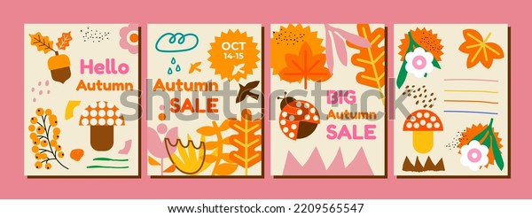 Set Autumn Posters A4 Size Vector Stock Vector (Royalty Free ...