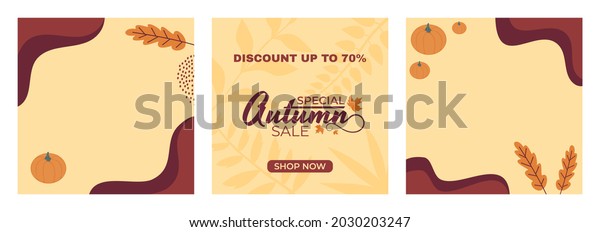 Set Autumn Sale Background Fall Promotion Stock Vector (Royalty Free ...