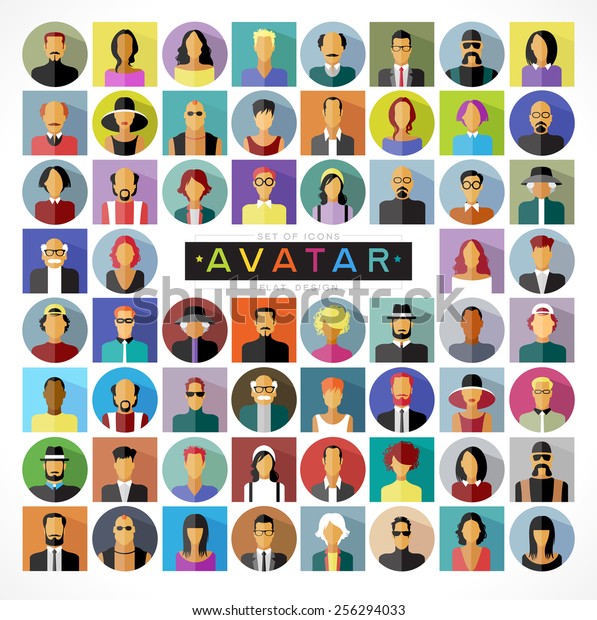 Set Avatars People Modern Flat Design Stock Vector (Royalty Free) 256294033
