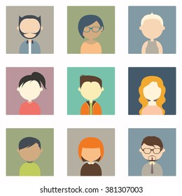 Set Avatars Website Apps Girl Guys: เวกเตอร์สต็อก (ปลอดค่าลิขสิทธิ์ ...