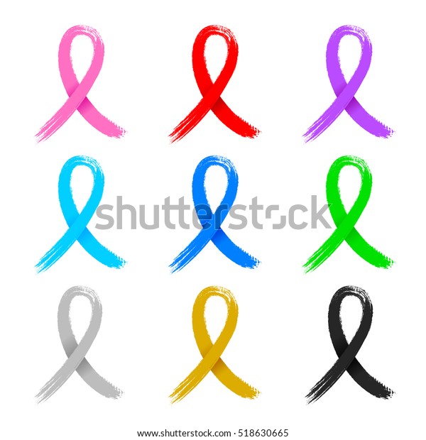 Set Awareness Ribbons 9 Different Colors Stock Vector (Royalty Free ...
