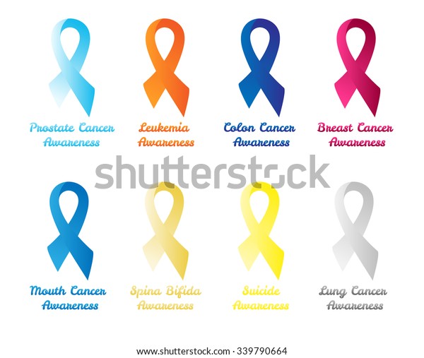 Set Awareness Ribbons Prostate Cancer Leukemia Stock Vector (Royalty ...