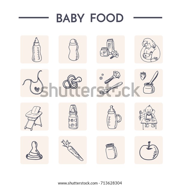 Set Baby Food Vector Isolated Illustration Stock Vector (Royalty Free ...