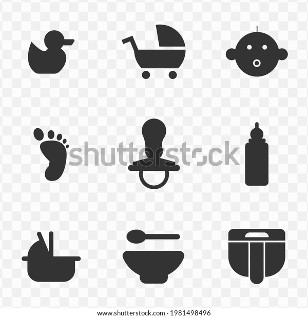 Set Baby Simple Vector Icons Dark Stock Vector (Royalty Free ...