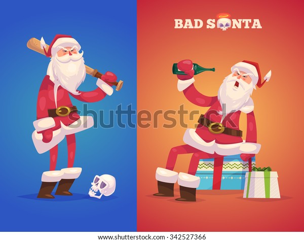Set Bad Santa Presents On Blue Stock Vector (Royalty Free) 342527366 ...