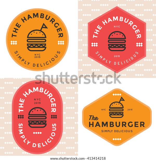 Set Badges Banner Labels Logo Hamburger Stock Vector (Royalty Free ...
