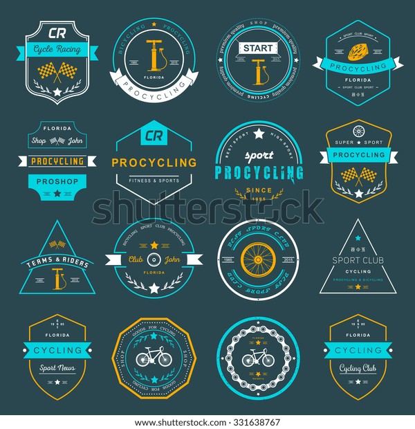 Set Badges Logos Cycling Symbols Emblems Stock Vector (Royalty Free ...