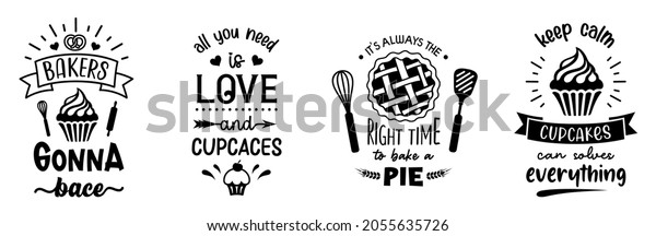 Set Baking Signs Quotes Saying Bake Stock Vector (Royalty Free) 2055635726