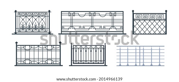 Set Balcony Railing Vintage Modern Home Stock Vector (Royalty Free ...