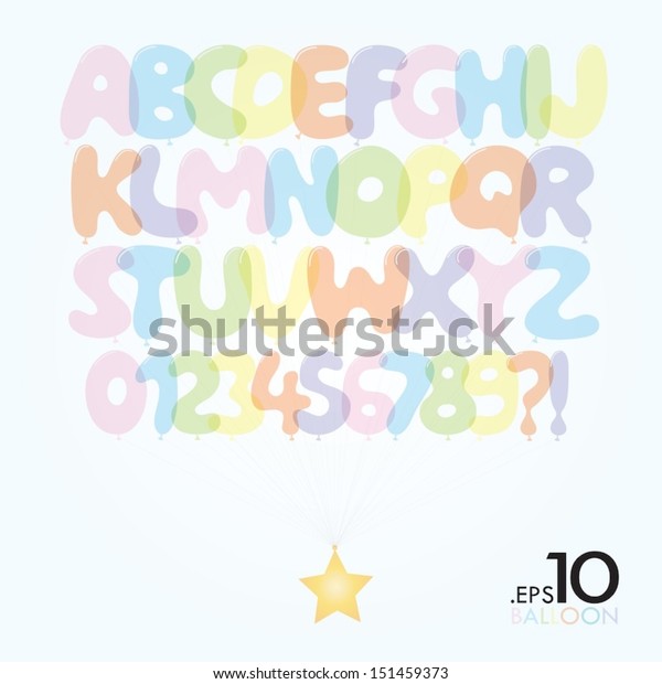 Set Ballon Vector Alphabet Numbers Editable: vector de stock (libre de ...