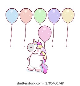 Cute Unicorn Balloon Vector Icon Illustration Stock Vector (Royalty ...