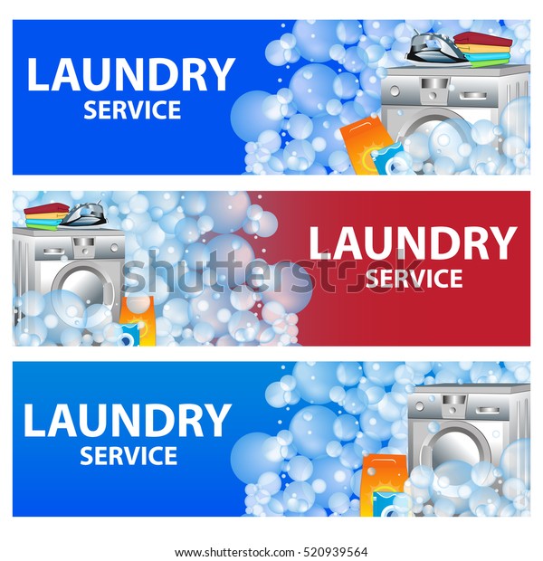 Set Banners Laundry Service Poster Template Stock Vector (Royalty Free ...