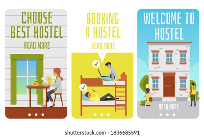 Set Banners Posters Hostel Search Booking Stock Vector (Royalty Free ...