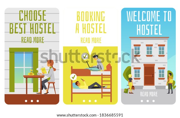 Set Banners Posters Hostel Search Booking Stock Vector (Royalty Free ...
