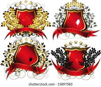 Set Banners Red Heraldic Ribbons Shields 库存矢量图（免版税）15897583 | Shutterstock
