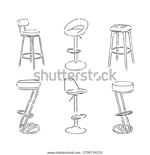 Set Bar Chairs Isolated On White Stock Vector (Royalty Free) 1708754155 ...