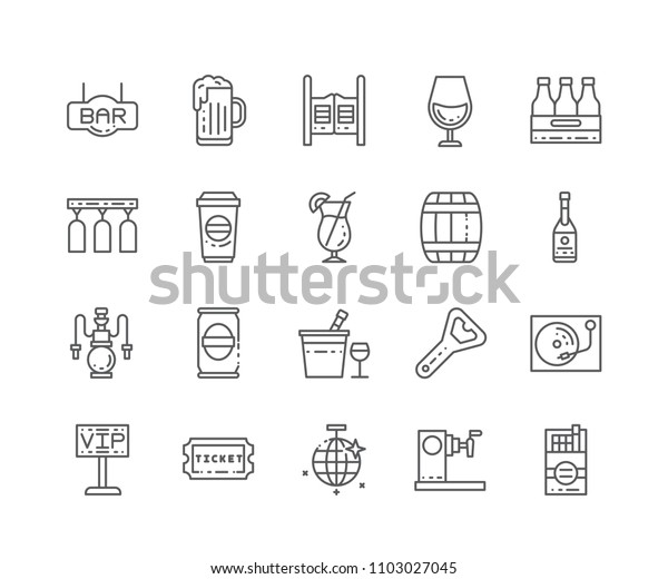 Set Bar Outline Icons Isolated On Stock Vector (Royalty Free) 1103027045