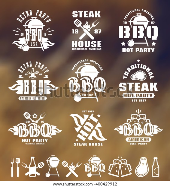 Set Barbecue Labels Badges Design Elements Stock Vector (Royalty Free ...