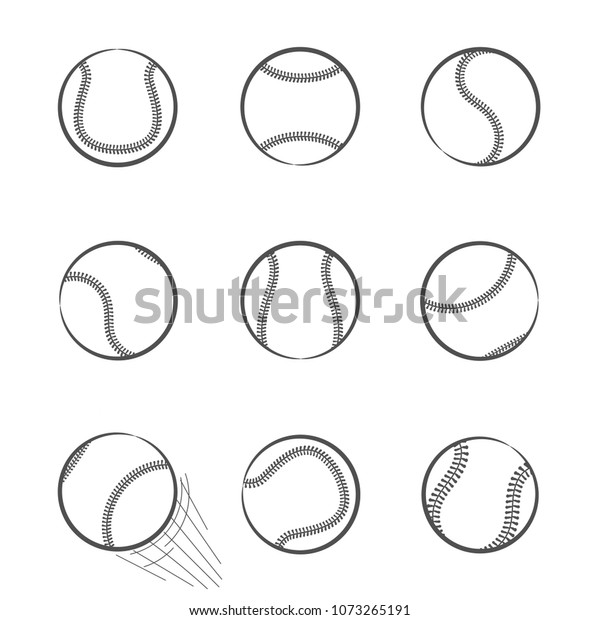 Set Baseballs Softball Illustration Baseball Outline Stock Vector ...
