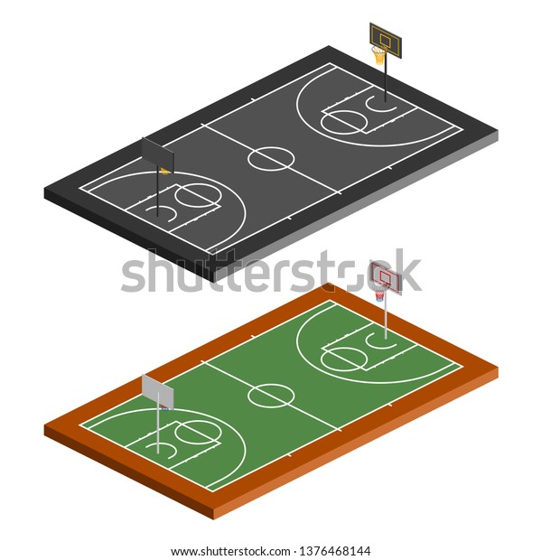 Set Basketball Courts Isometric Vector Illustration Stock Vector ...