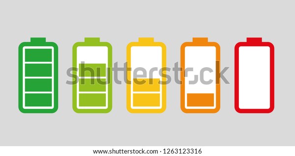 Set Batteries Different Levels Charge 库存矢量图（免版税）1263123316 | Shutterstock