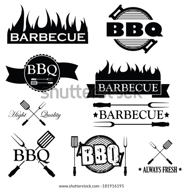 Set Bbq Icons Isolated On White Stock Vector (Royalty Free) 181916195 ...