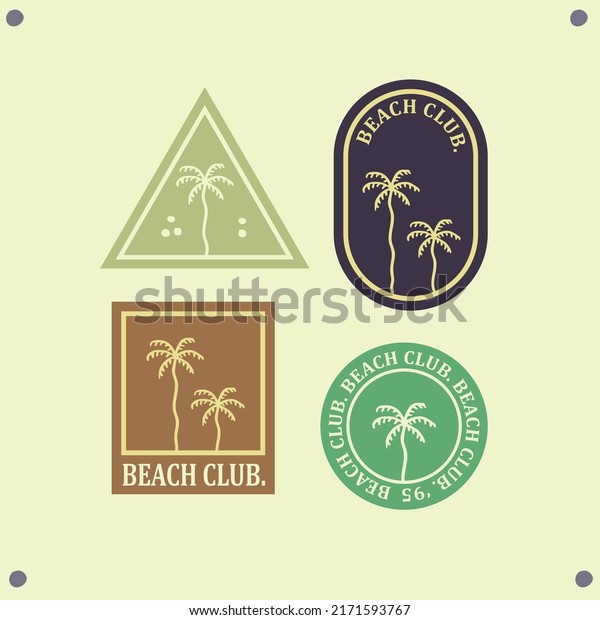 Set Beach Club Badges Palm Logo Stock Vector (Royalty Free) 2171593767 ...