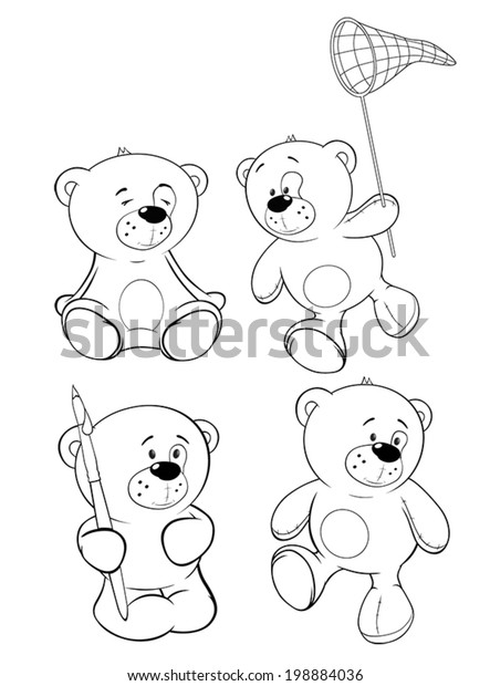 Set Bears Coloring Book Stock Vector (Royalty Free) 198884036 ...