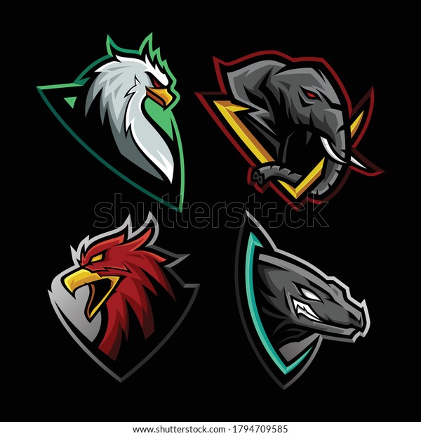 Set Beast Mascot Logo Illustration Stock Vector (Royalty Free ...