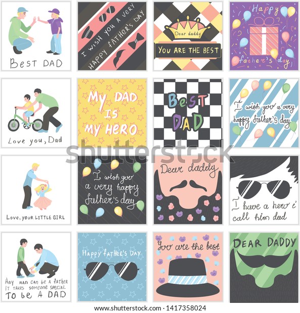 Set Beautiful Collection Father Son Daughter Stock Vector (Royalty Free ...