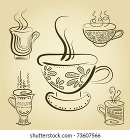 Set Beautiful Cups Stock Vector (Royalty Free) 73607566 | Shutterstock