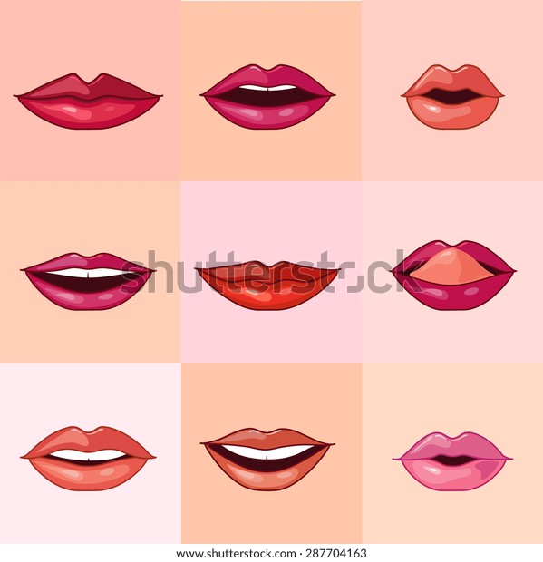 Set Beautiful Female Lips Different Makeup Stock Vector (Royalty Free ...