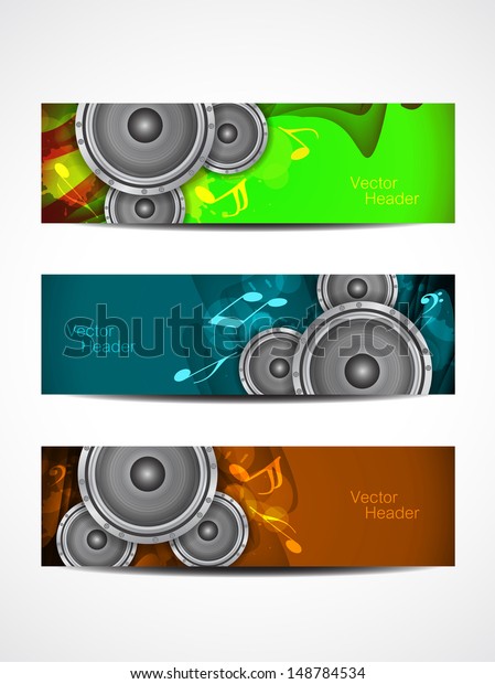 Set Beautiful Music Header Designs Vector Stock Vector (Royalty Free ...