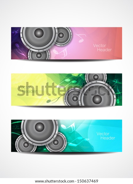 Set Beautiful Music Header Designs Vector Stock Vector (Royalty Free ...
