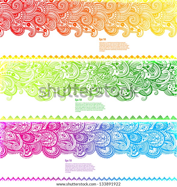 Set Beautiful Paisley Banners Stock Vector (Royalty Free) 133891922