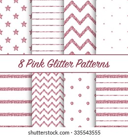 Set Beautiful Pink Glitter Patterns Different Stock Vector (Royalty ...