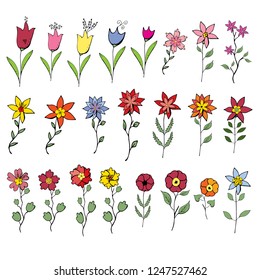 Vector Collection Funky Retro Stylized Flowers Stock Vector (Royalty ...