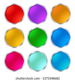 Set Beautiful Shiny Buttons On White Stock Vector (Royalty Free ...