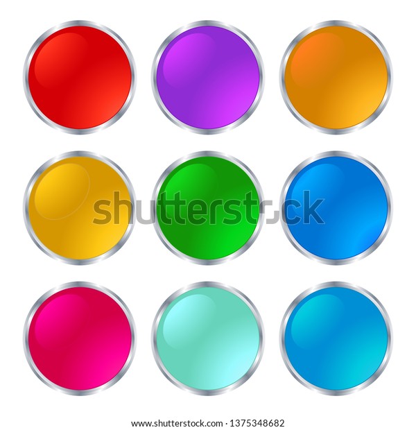 Set Beautiful Shiny Buttons On White Stock Vector (Royalty Free ...