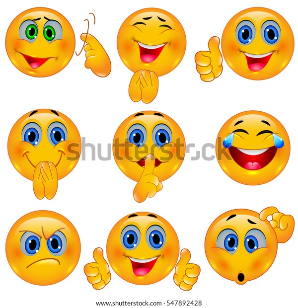 Sæt af smukke Smiley ansigter/Emosionelle ikoner. Stock-vektor ...