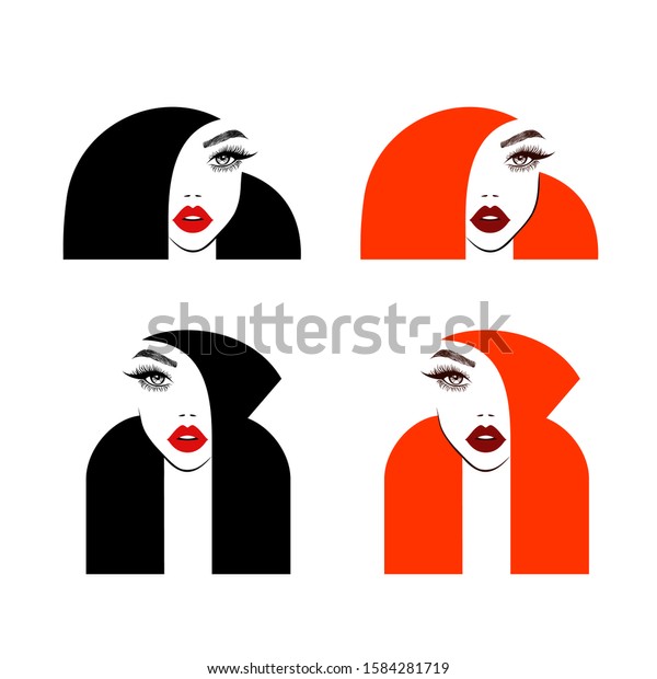 Set Beauty Logo Beautiful Sexy Woman Stock Vector Royalty Free 1584281719