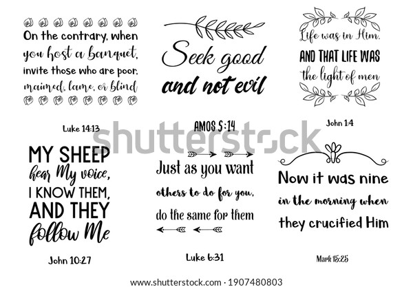 Set Bible Verses Christian Quotes Scripture Stock Vector (Royalty Free ...