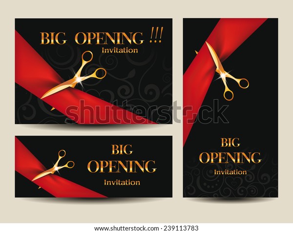 Set Big Opening Invitation Cards Red Stock Vector (Royalty Free) 239113783