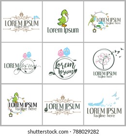 Set Bird Cartoon Logo Design Template Stock Vector (Royalty Free ...