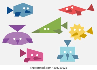 Set Birds Geometric Shapes Stock Vector (Royalty Free) 608750126 ...