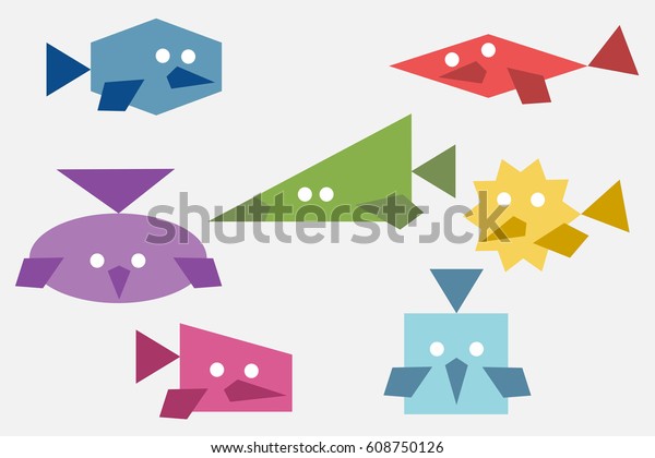 Set Birds Geometric Shapes Stock Vector (Royalty Free) 608750126 ...
